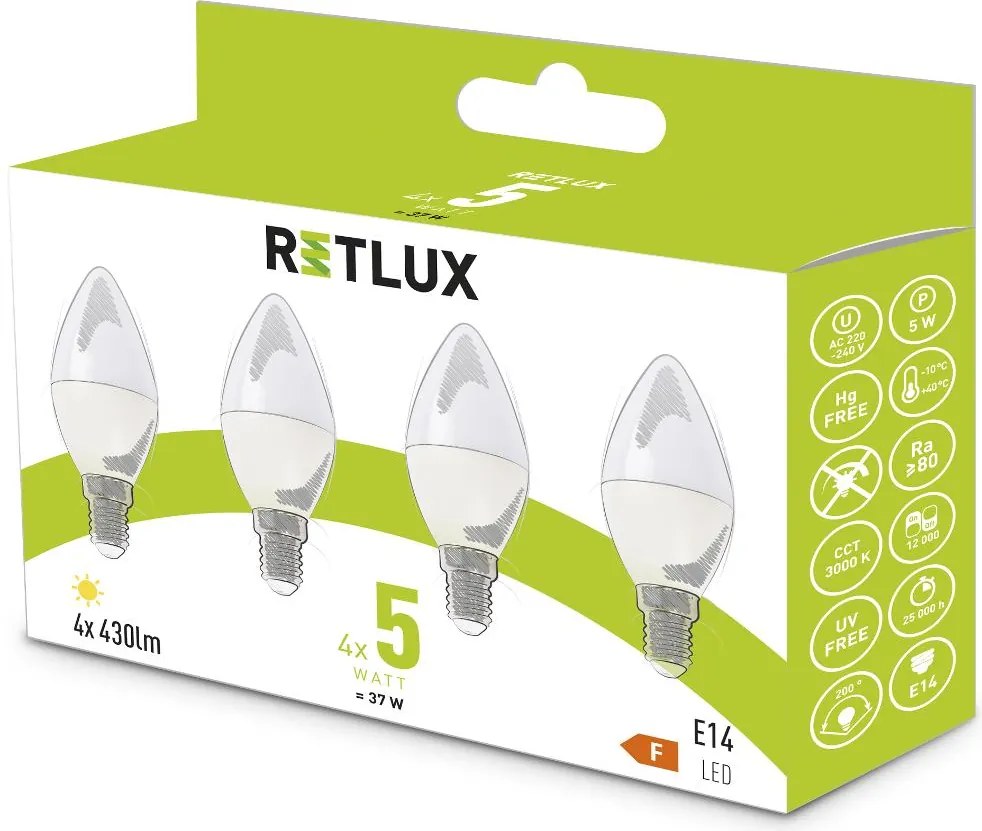 Retlux REL 35 LED C37 4x5W E14 WW