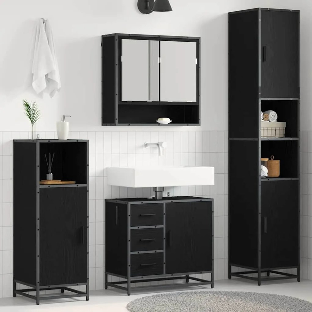 Sada koupelnového nábytku 3 ks Černý dub 90 x 33 x 60 cm 3402541