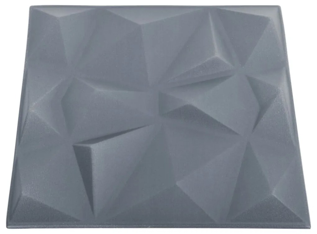 3D nástěnné panely 12 ks 50 x 50 cm diamant šedé 3 m² - Default Title