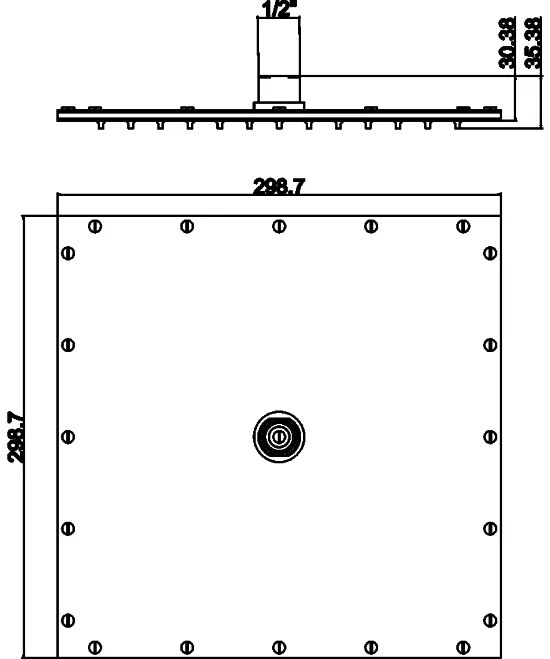 Novaservis - Pevná sprcha nerez čtverec "tropický déšť" 300 mm chrom, RUPV/246,0