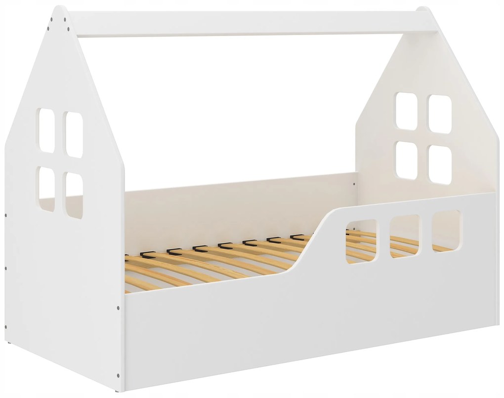 Dětská domečková postel KIDHOUSE - bílá - pravá - 160x80 cm