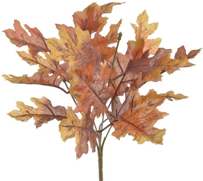 Větvička listí dubu 30 cm oranžovohnědá