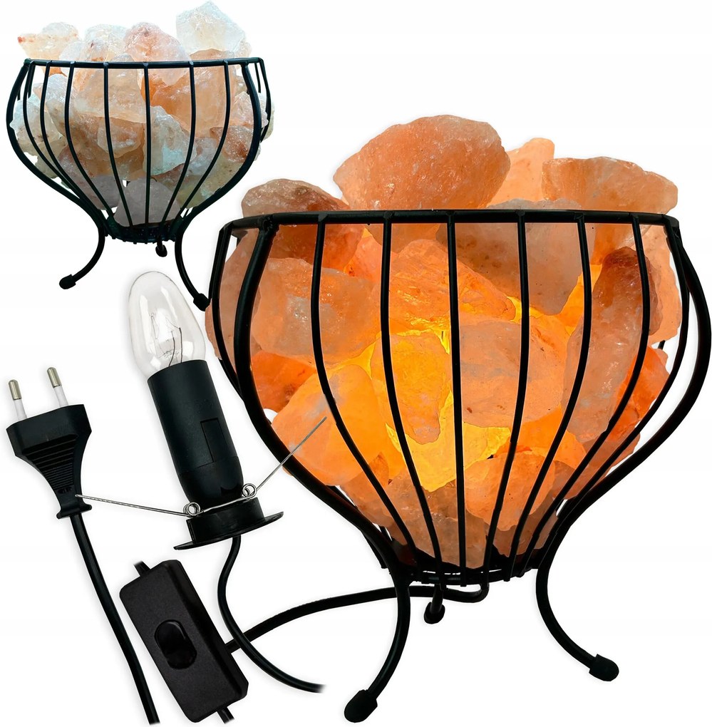 Solná lampa Himalájská kovový koš mísa ionizátor vzduchu Vulcan