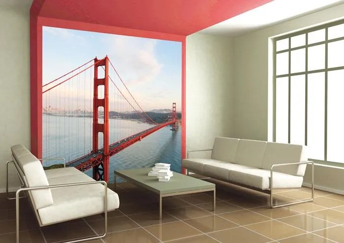 Třídílná vliesová fototapeta Golden Gate, rozměr 225x250cm, MS-3-0015