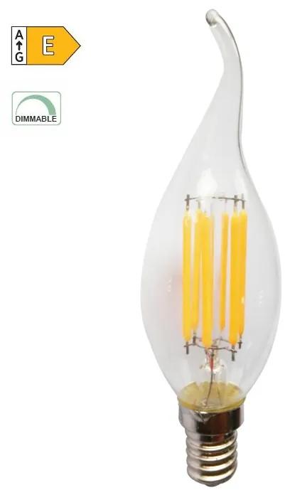 Diolamp LED Filament žárovka čirá Candle Flame C35 5W/230V/E14/2700K/680Lm/360°/Dim