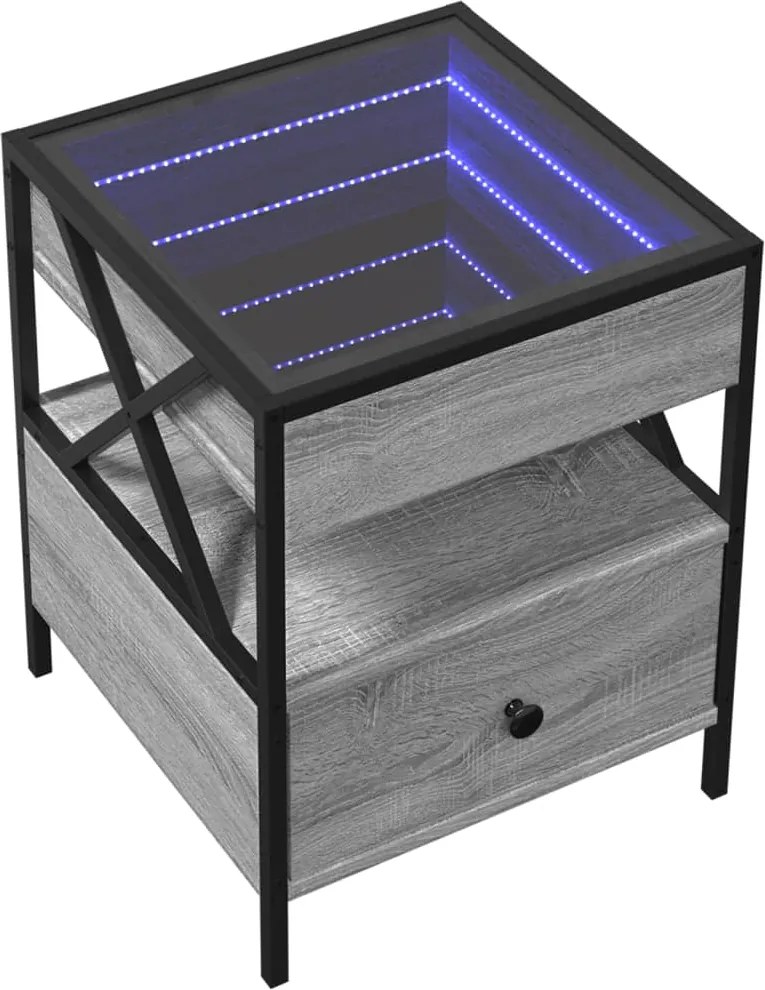 Noční stolek s Infinity LED šedý sonoma 40 x 40 x 51 cm 3284104
