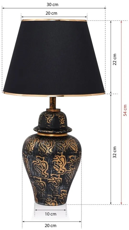 Černá/ve zlaté barvě stolní lampa s textilním stínidlem (výška 54 cm) Derin – Opviq lights