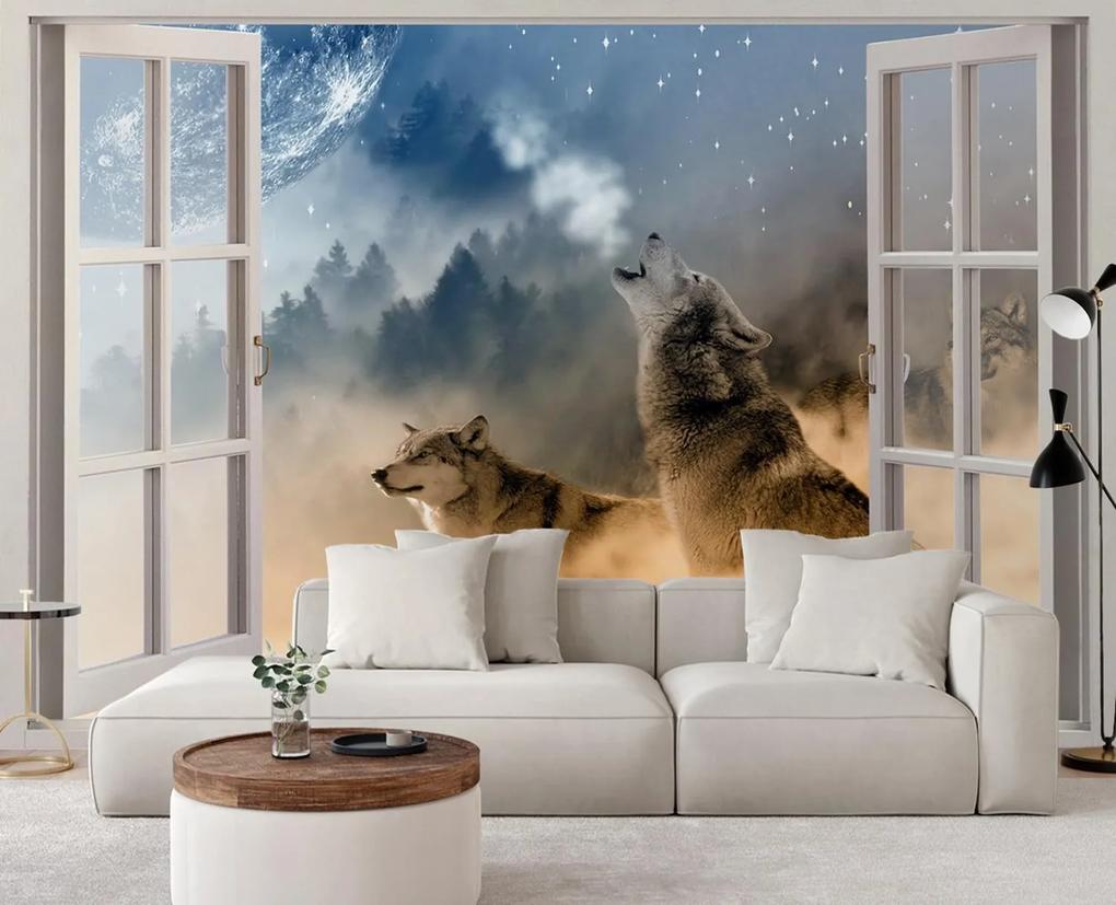 Gario Fototapeta Okno - vytí vlků Materiál: Vliesová, Rozměry: 140 x 100 cm