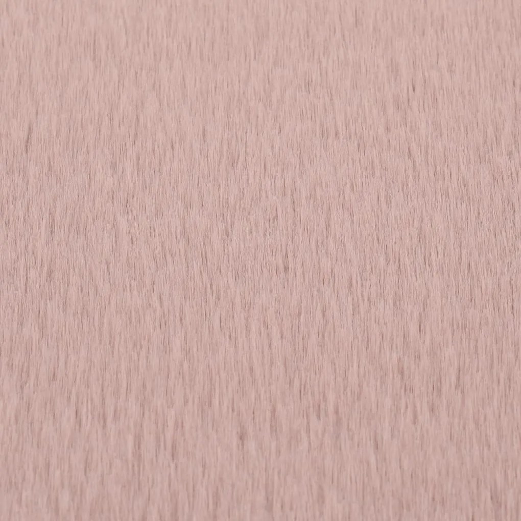 Kulatý starorůžový koberec JANES z umělé králičí kožešiny 80 cm