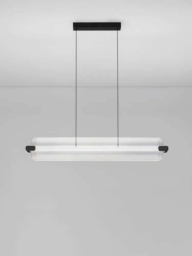 Matně černé skleněné LED stmívatelné závěsné svítidlo Emery – Nova Luce