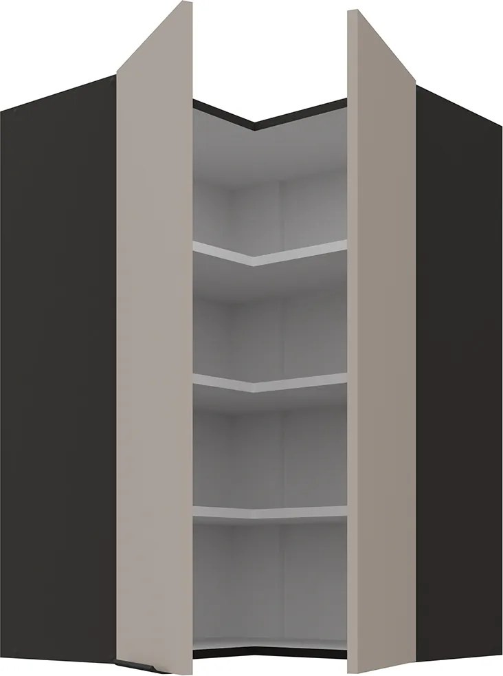 ARIA cb | horní kuchyňská skříňka 60x60 GN-90 2F (90°) rohová s policemi | VYSOKÁ | 60x60 cm | černá/béžová