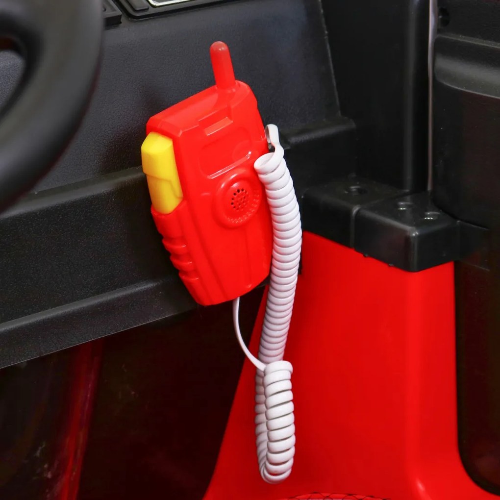 Ramiz Dětské hasičské auto na baterie + vodní dělo + megafon + maják + dálkové ovládání