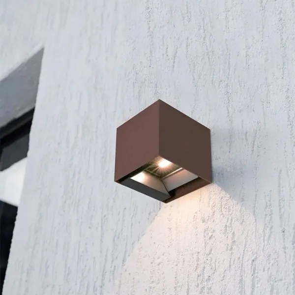 LED Sol nástěnné svítidlo se sen LED/9W/3,7V 3000/4000/5000K IP65 2600 mAh hnědá