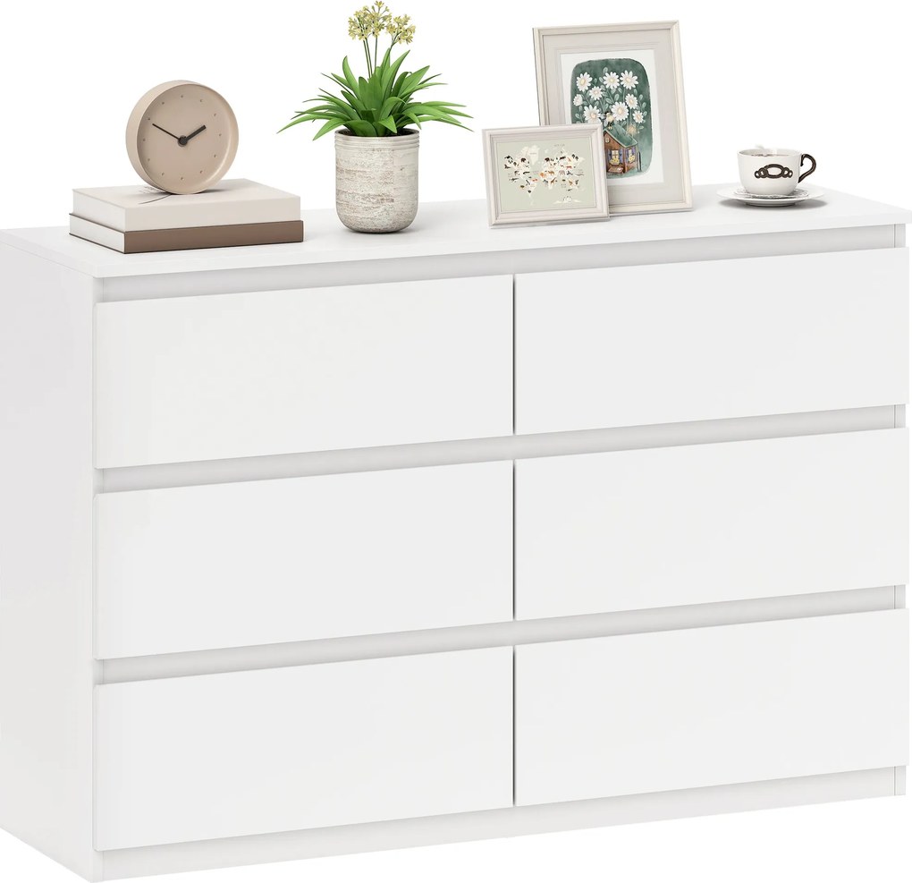 HOMCOM komoda s 3 zásuvkami, moderní bezúchytový design pro obývací pokoj, ložnici a předsíň – bílá (112 × 34 × 75 cm) | Aosom