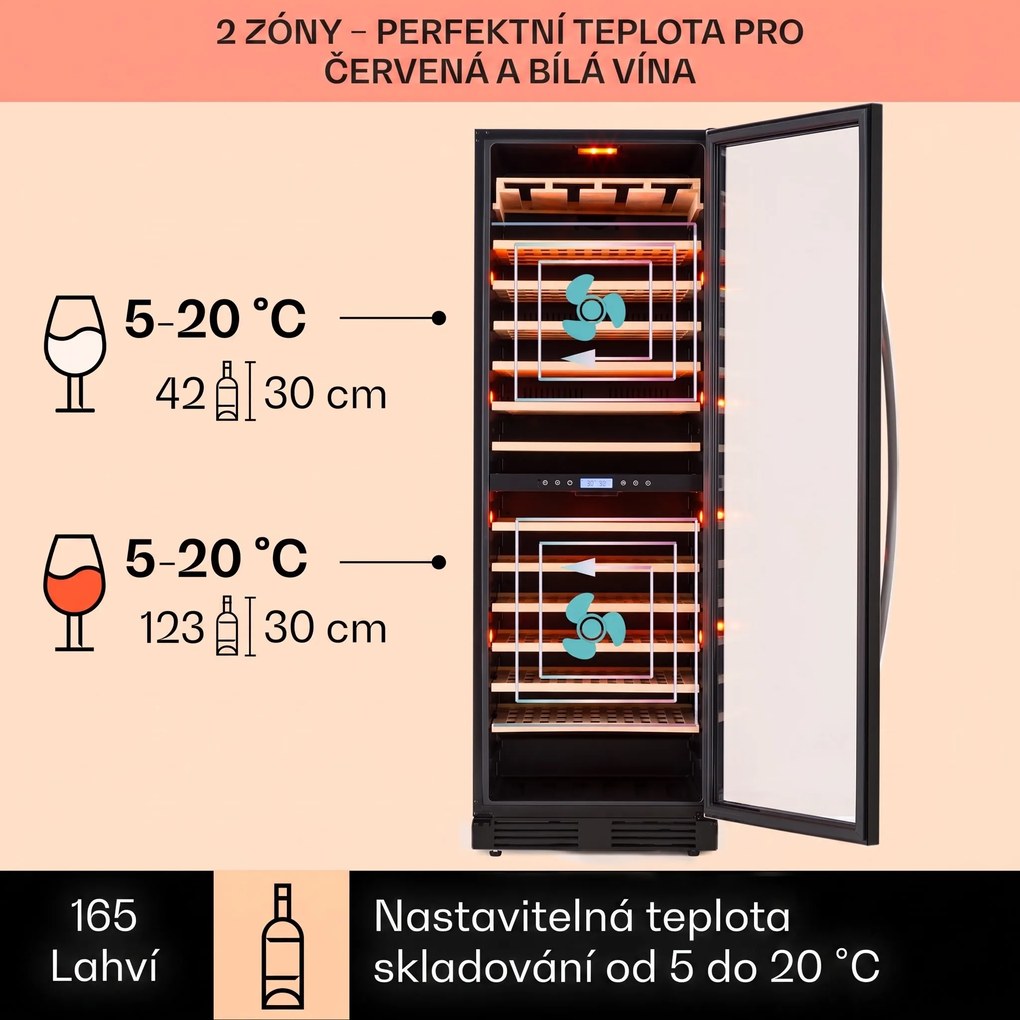 Klarstein Vinovilla Onyx Grande, vinotéka, 425 l/162 lahví, černá