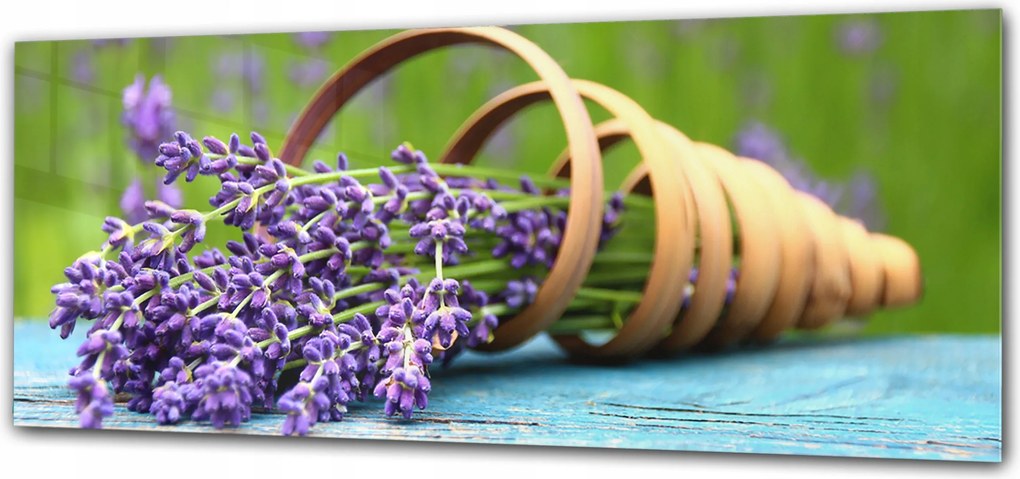 Skleněný obraz 125x50 grafika za sklem levandule