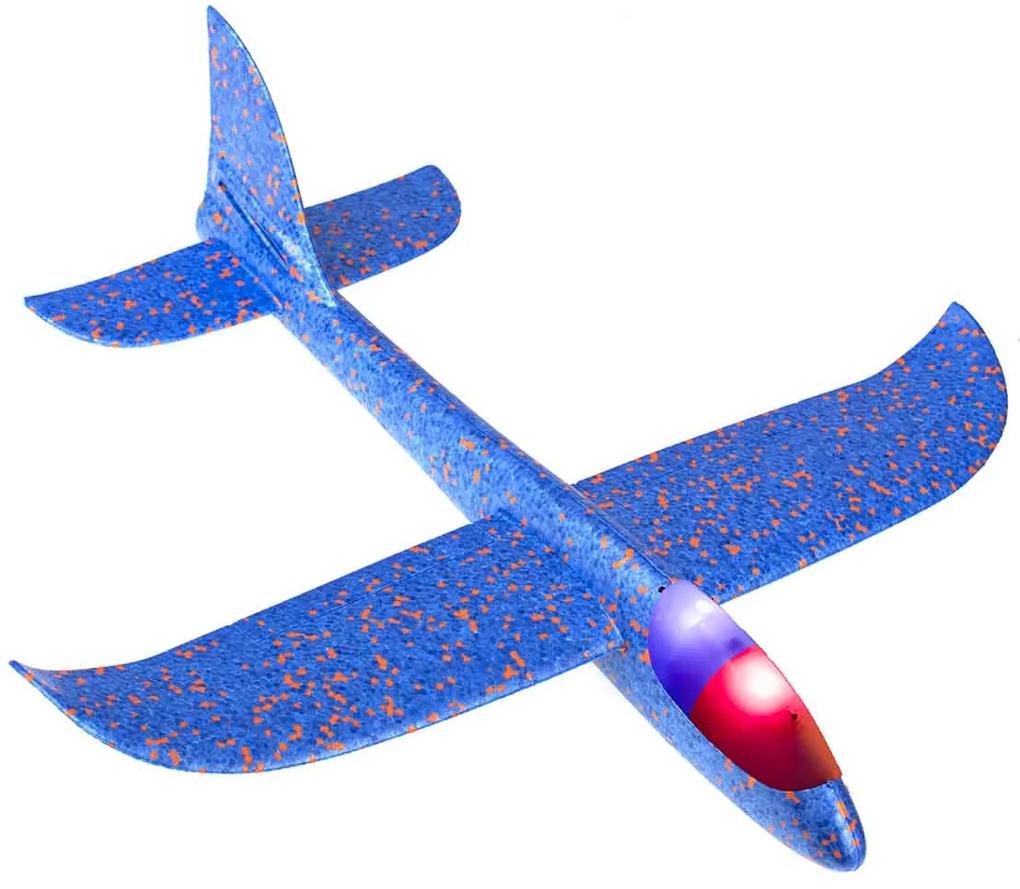 KIK Kluzák letadlo polystyren 2LED 48x47cm  modrý