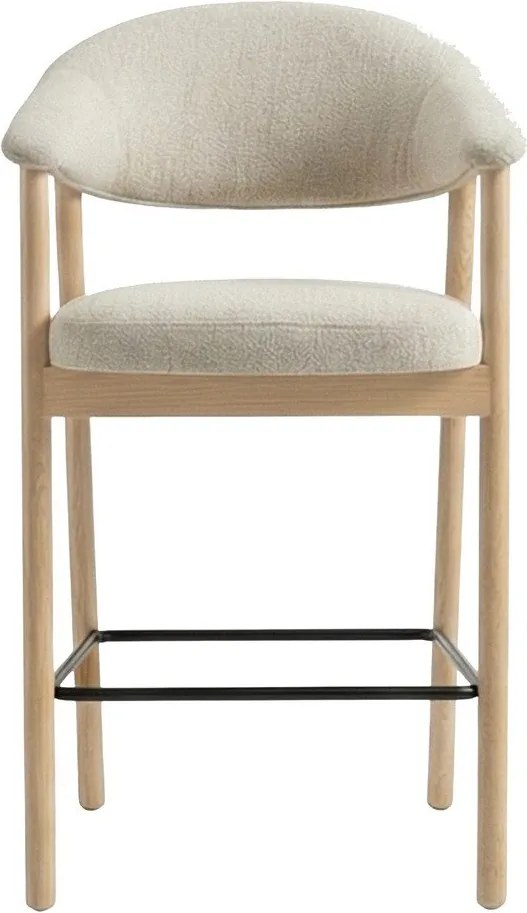 Krémová/v přírodní barvě čalouněná barová židle s područkami (výška sedáku 67 cm) Elk – Unique Furniture