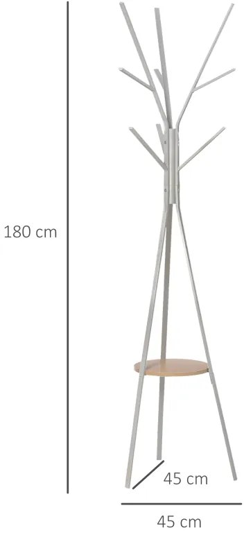 Věšák na šaty stojací, 3 tyče, 9 háčků, bílý, 180 cm 831-174WT