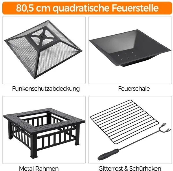 Zahradní ohniště Yaheetech – černá (265020778622)