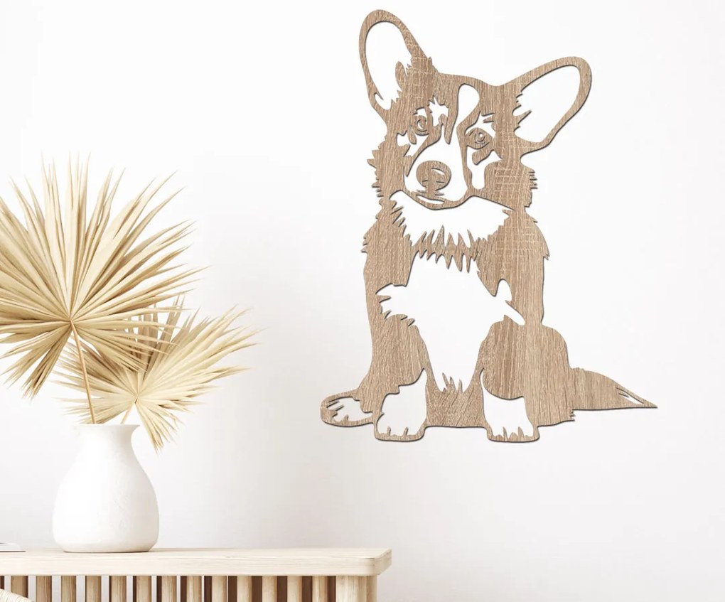 dřevo života Dřevěná dekorace psa Corgi Zvolte rozměr (cm): 45x60, Zvolte barvu dekoru: Černá