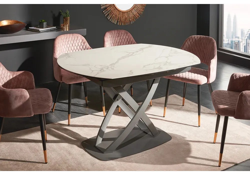 Massive home | Jídelní stůl INCEPTION WHITE 130-190 CM keramika rozkládací