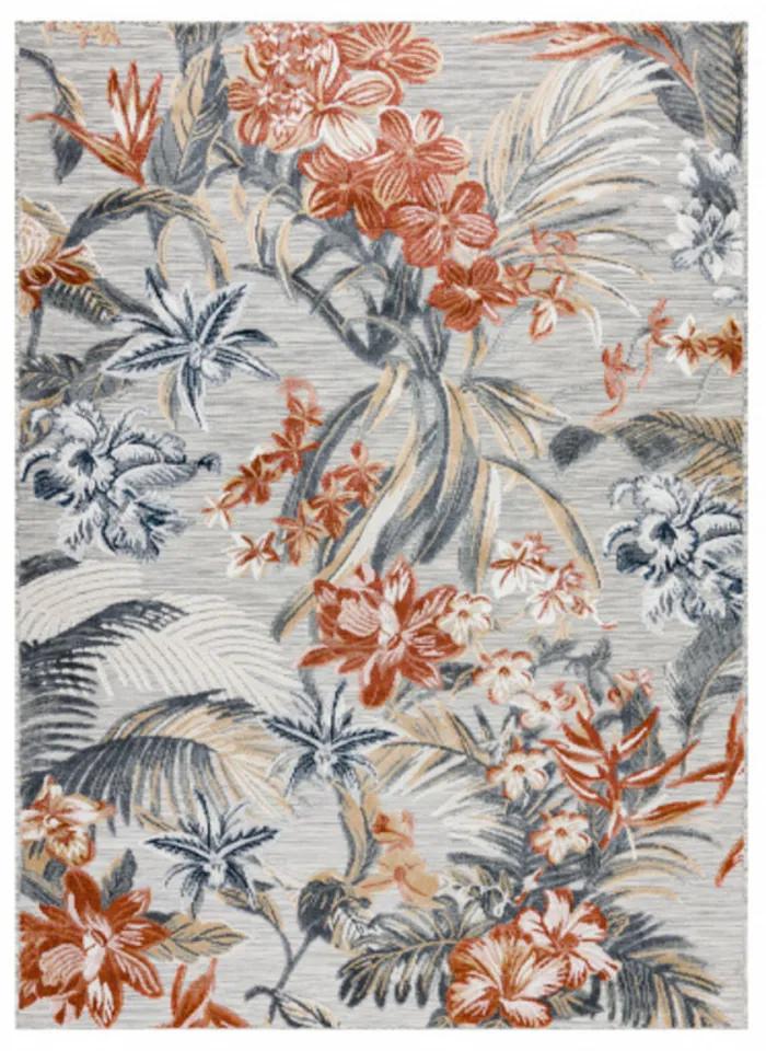 Venkovní kusový koberec Květy šedý 137x190cm