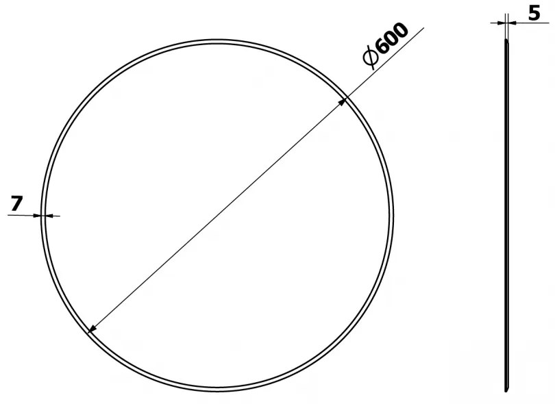 Sapho RENGAS kulaté zrcadlo s fazetou ø 60cm, bez úchytu RG060