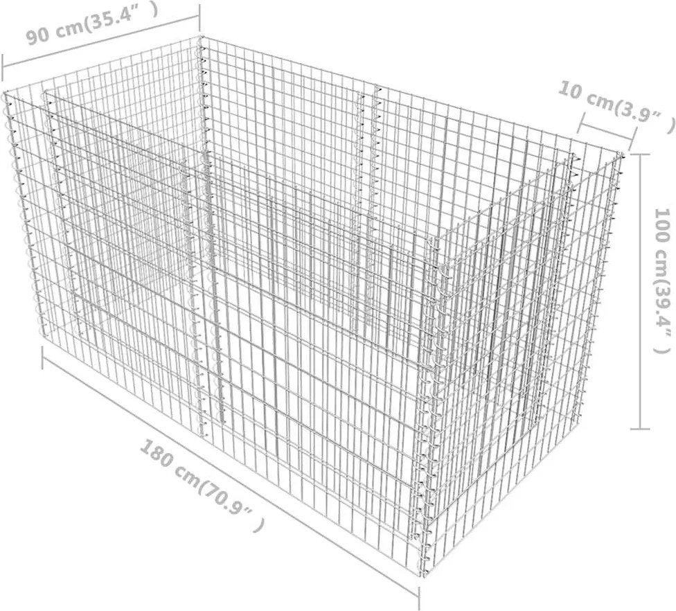 Gabionový vyvýšený záhon ocel 180 x 90 x 100 cm stříbrný 142366