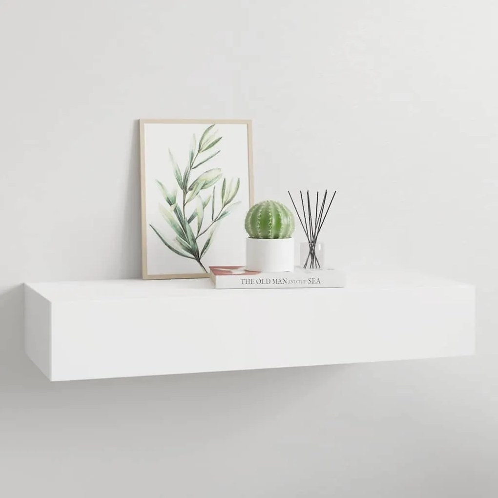 Nástěnná police se zásuvkou bílá 60 x 23,5 x 10 cm MDF 330255