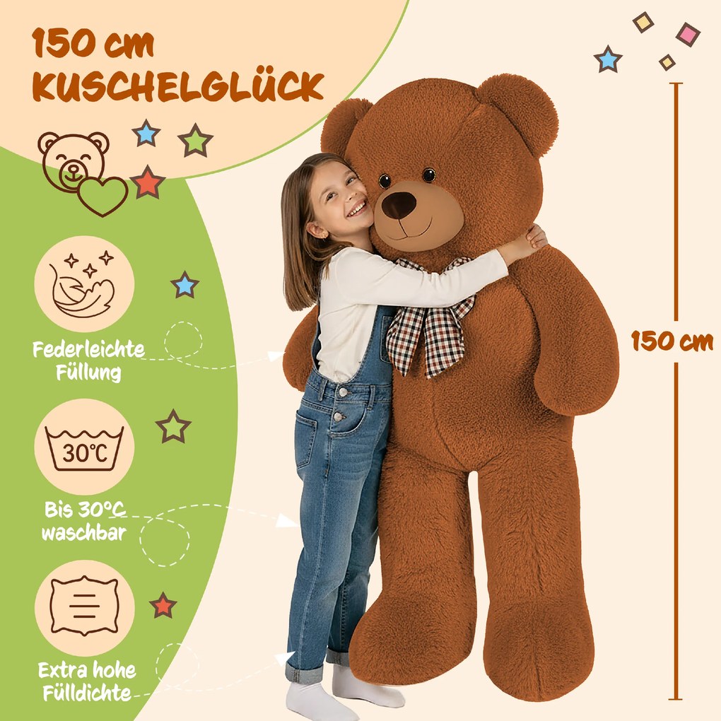 Plyšová hračka Plyšový medvěd XXL hnědý 150cm