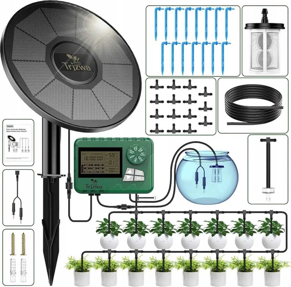 Solární kapkové zavlažování 15 m Automatický systém zavlažování zahrady