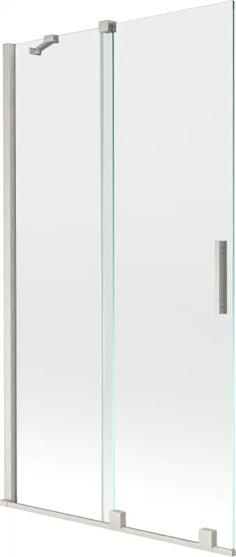 Mexen Velar, 2-křídlová posuvná vanová zástěna 100 x 150 cm, 8mm čiré sklo, broušená ocel, 896-100-000-01-97