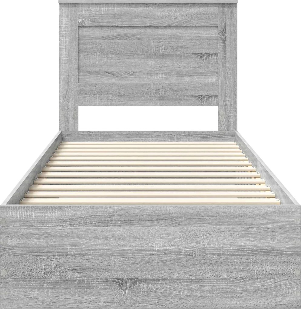 Rám postele Šedý Sonoma a stříbrná 75 x 190 cm Kompozitní dřevo 3410378