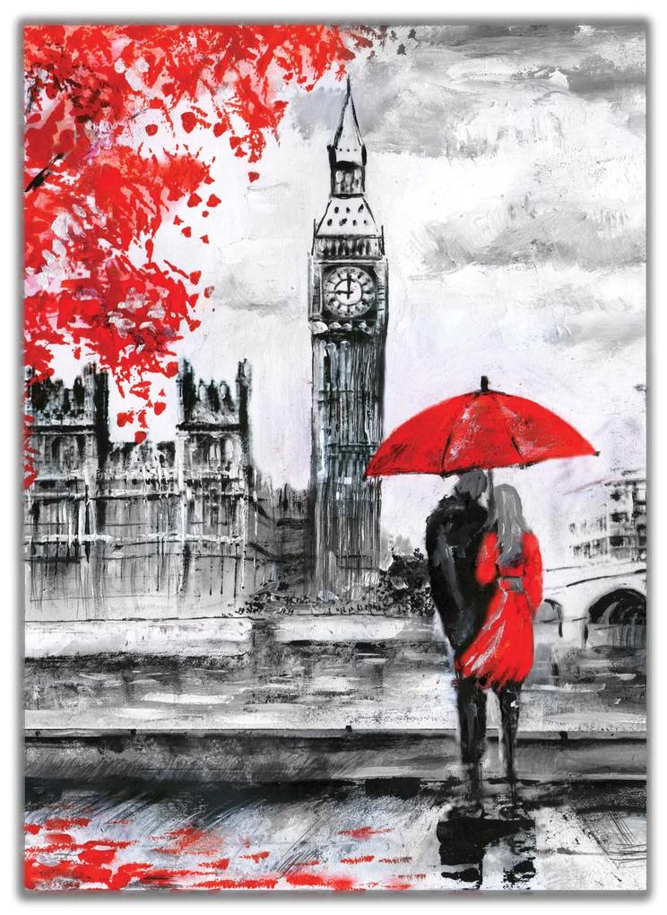 Malvis ® Obraz londýnská procházka červená Velikost (šířka x výška): čtverec - 30x30 cm