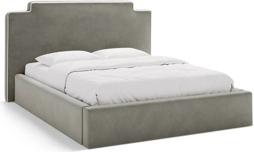 Tmavě šedá čalouněná dvoulůžková postel s úložným prostorem s roštem 140x200 cm Princess – Micadoni