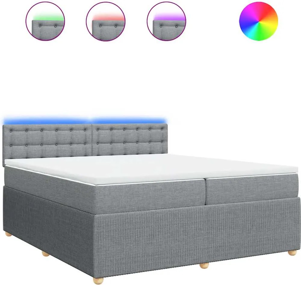 Box spring postel s matrací světle šedá 200 x 200 cm textil 3289877