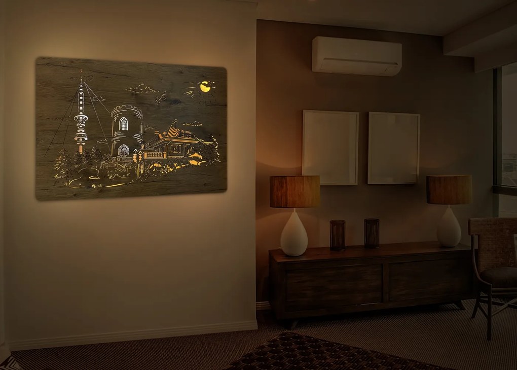 Li-Go "Kleť" světelný obraz 230V 90x62cm provedení povrchu: dub světlý