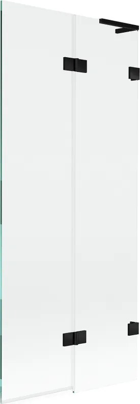 Mexen Lunar L, 2-křídlová vanová zástěna pravá 80 x 150 cm, čiré sklo, černá matná, 897L-080-100-70-00-P
