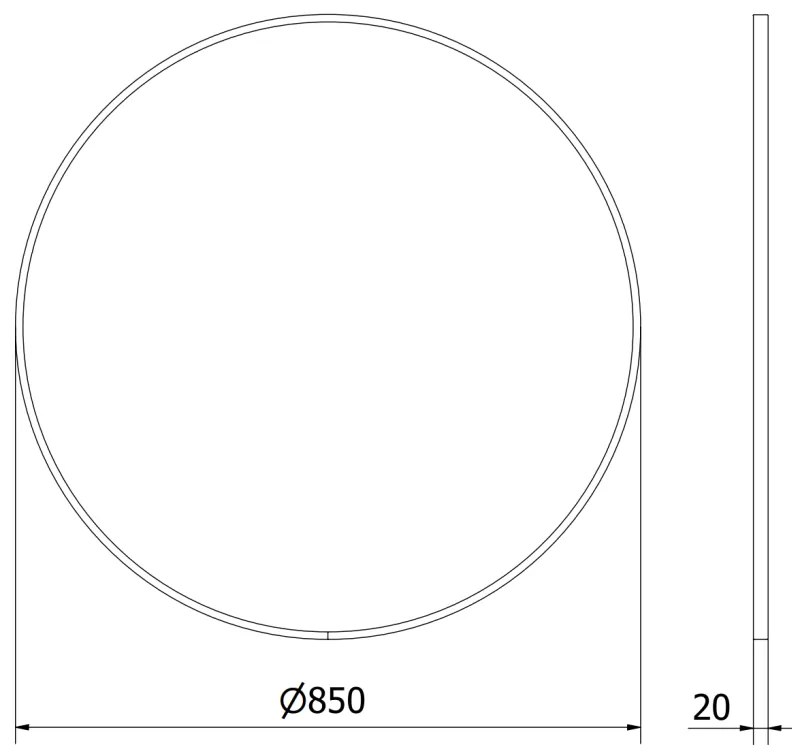 Mexen Loft, kulaté koupelnové zrcadlo 85 cm, barva rámu černá matná, 9850-085-085-000-70