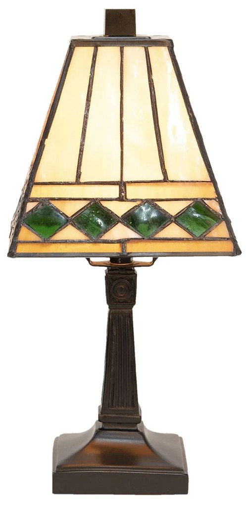 Béžová stolní lampa Tiffany Pyramid - Ø 20*30 cm
