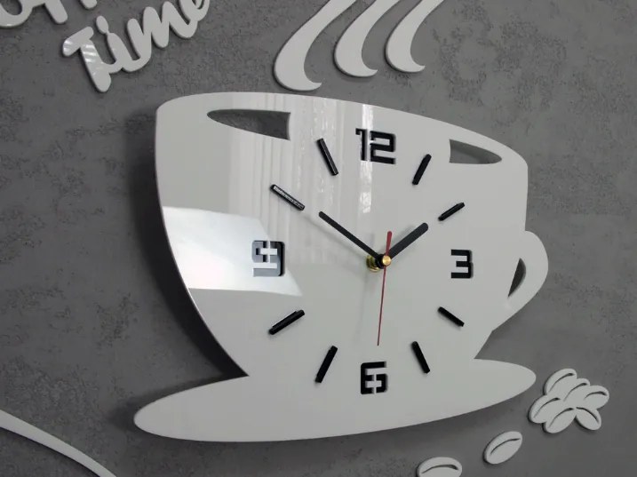 M.Clock Nástěnné akrylové 3D kuchyňské hodiny 64x43cm různé barvy Barva: černá