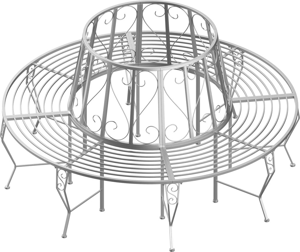 Outsunny lavička na stromy kulatá lavička 360° zahradní lavička lavička sedák lavičky na stromy kovové ∅160cm | Aosom