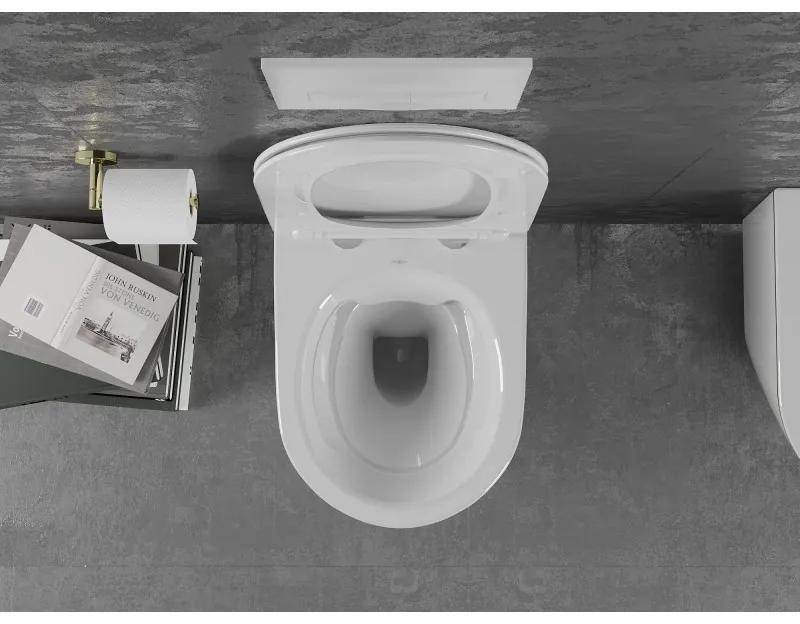 Mexen Lena WC mísa Rimless s pomalu padající deskou slim, duroplast, bílá/Zlatá geometrický vzor - 30224005