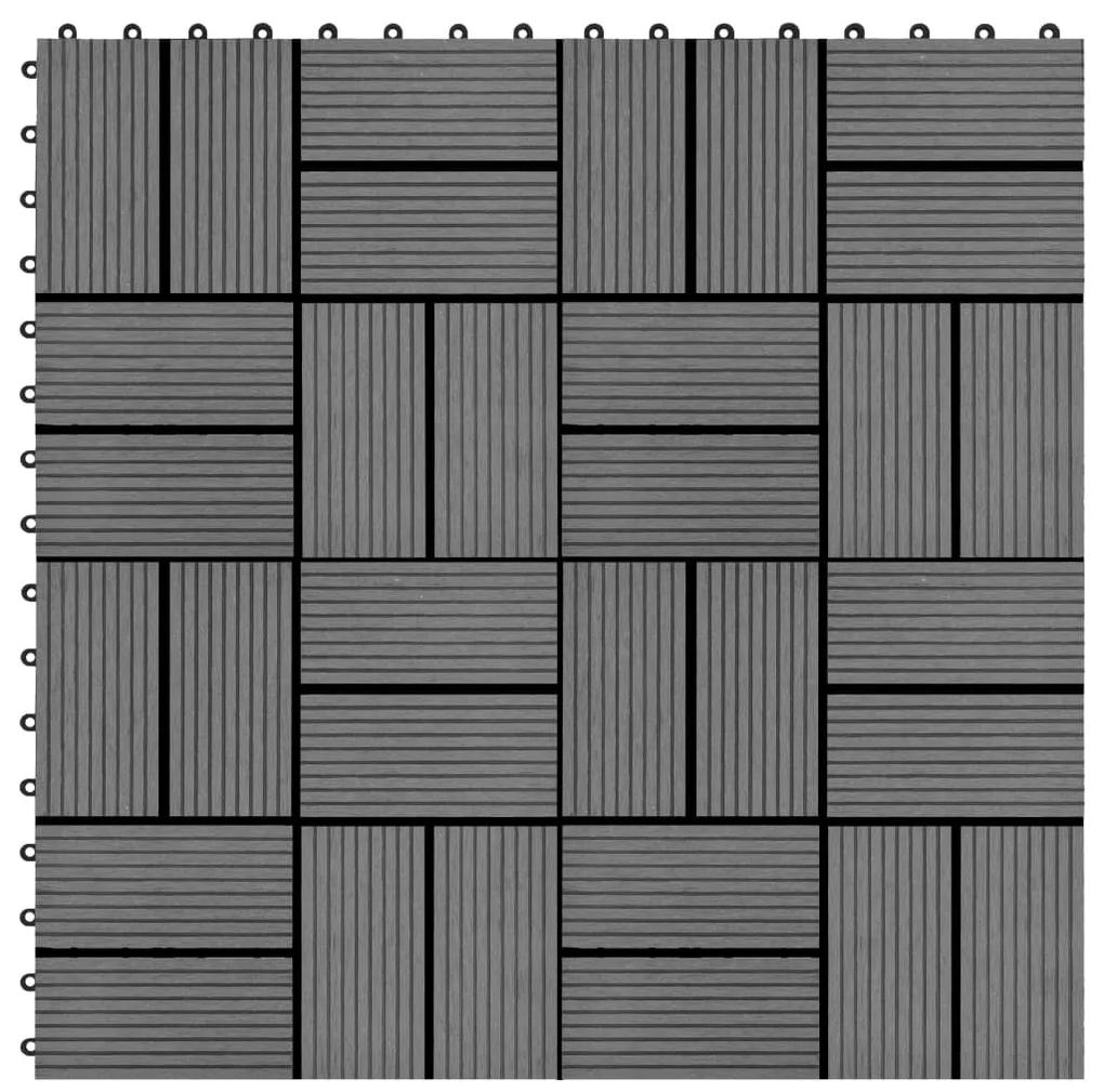 45030 vidaXL Terasové dlaždice z dřevoplastu 11 ks 30 x 30 cm 1 m² šedé