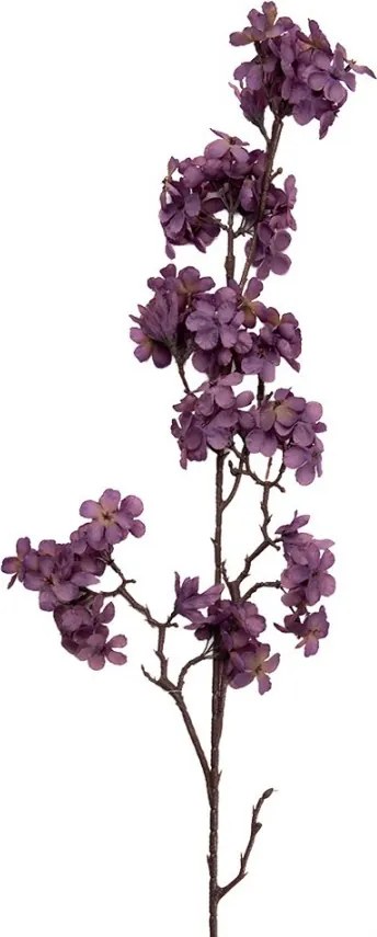 Dekorace umělá větvička s fialovými květy - 10*7*98 cm