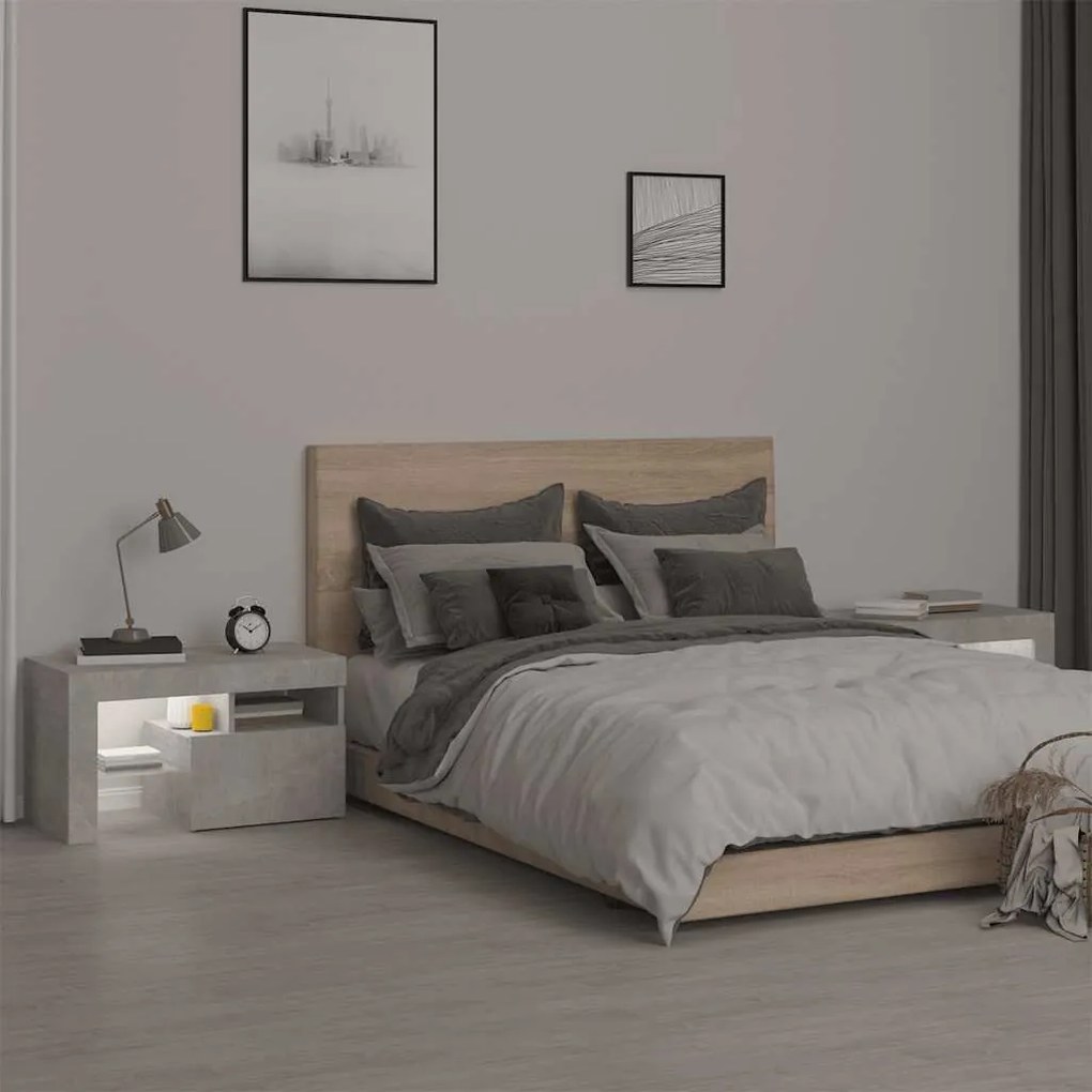 Noční stolky 2 ks s LED osvětlením betonově šedé 70x36,5x40 cm 3152773