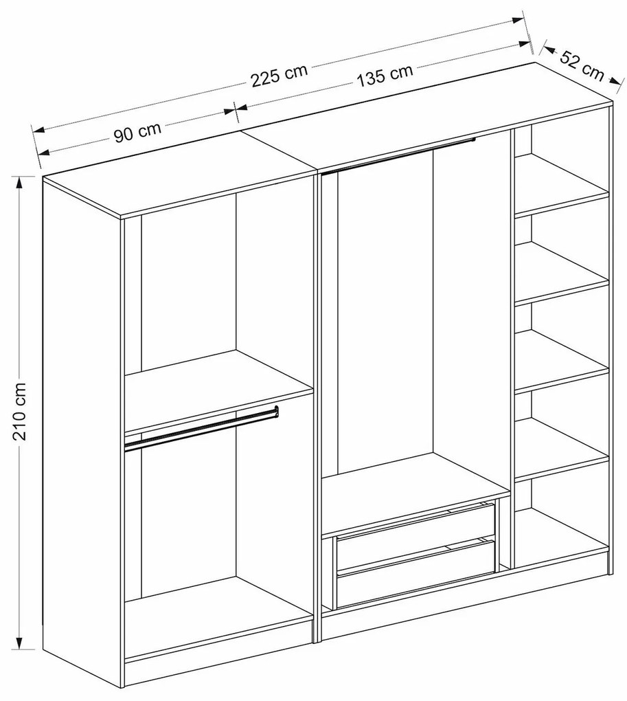 Hanah Home Šatní skříň Kale Plus - 7795, Dub