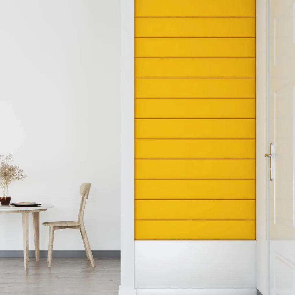 Nástěnné panely 12 ks žluté 90 x 15 cm samet 1,62 m² - Default Title