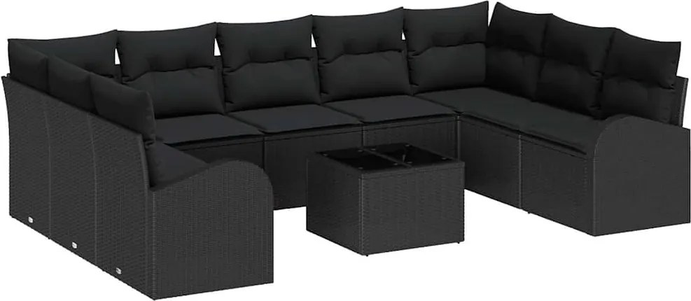 Set pohovek 10 ks Černá [Syntetika]: Poly Ratan 3346213